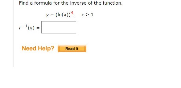 Solved Find a formula for the inverse of the function. | Chegg.com