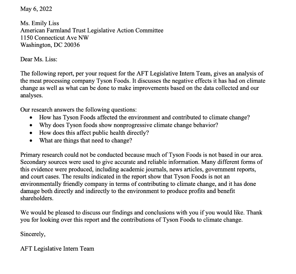 Solved Ms. Emily Liss American Farmland Trust Legislative | Chegg.com