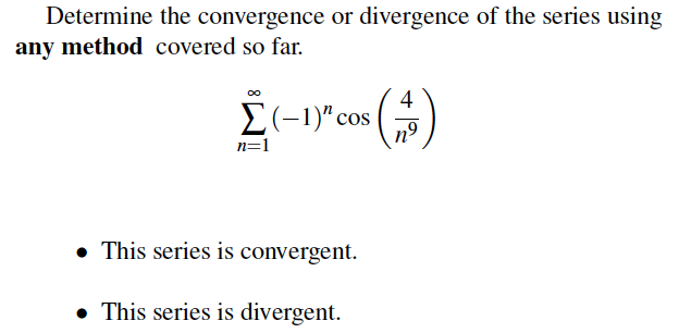 Solved Determine the convergence or divergence of the series | Chegg.com