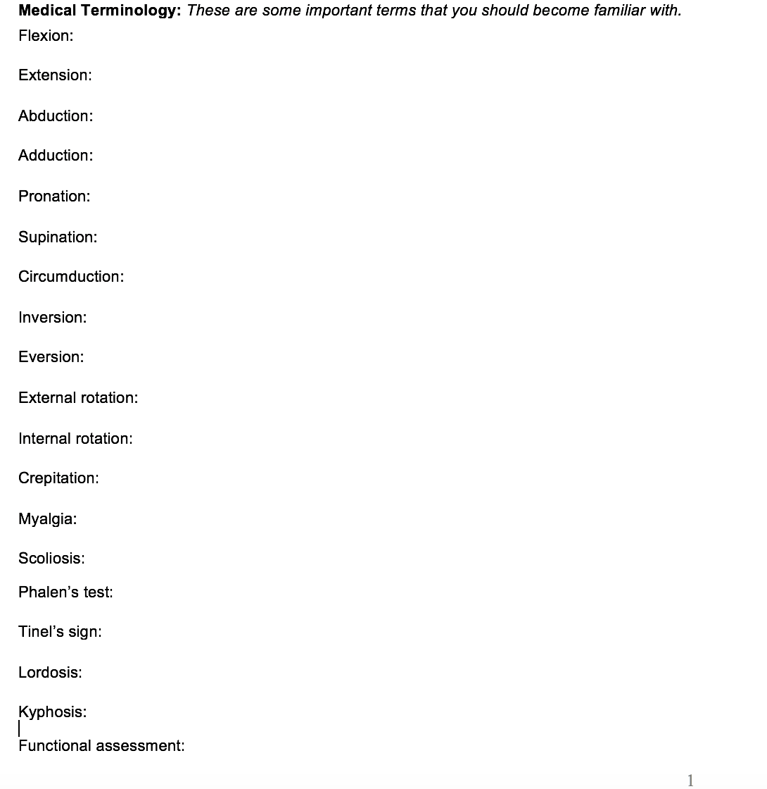 Solved Medical Terminology: These are some important terms | Chegg.com