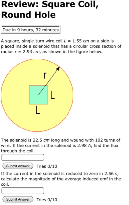Solved A square, single-turn wire coil L = 1.55 cm on a side | Chegg.com
