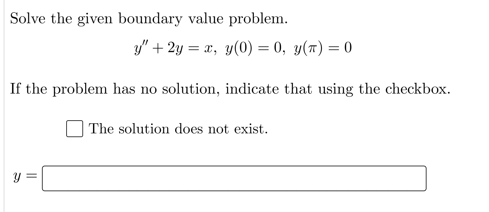 Solved Solve the given boundary value problem. | Chegg.com