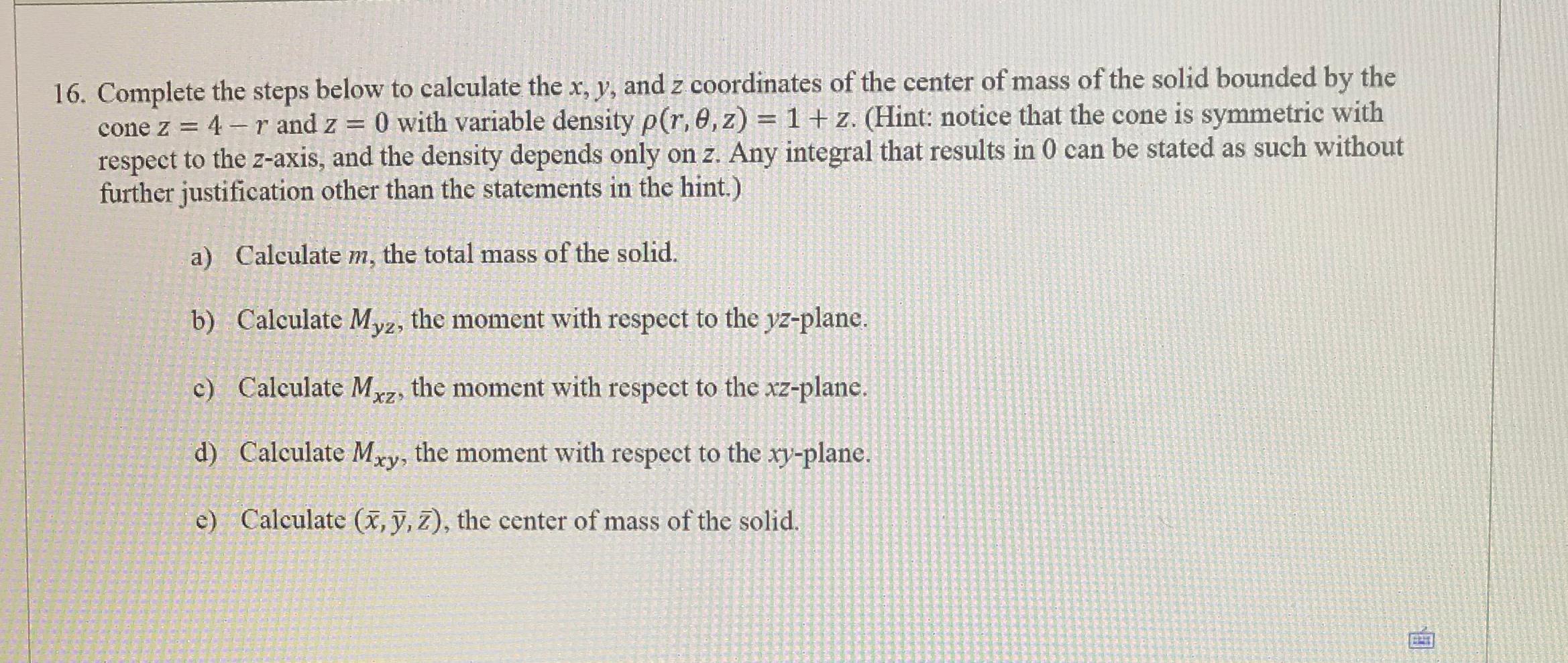Solved 16. Complete the steps below to calculate the x, y, | Chegg.com