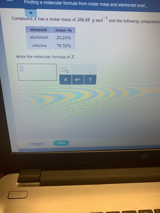 Solved Finding a molecular formula from molar mass and | Chegg.com