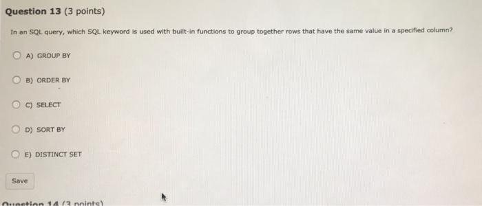 Solved Question 2 (3 points) In an enterprise-class database | Chegg.com