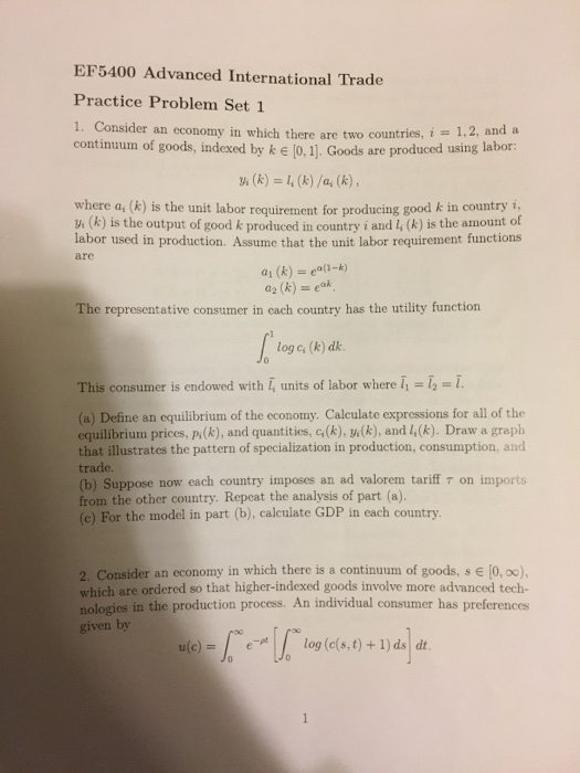 Solved EF5400 Advanced International Trade Practice Problem | Chegg.com Solved EF5400 Advanced International Trade Practice Problem | Chegg.com