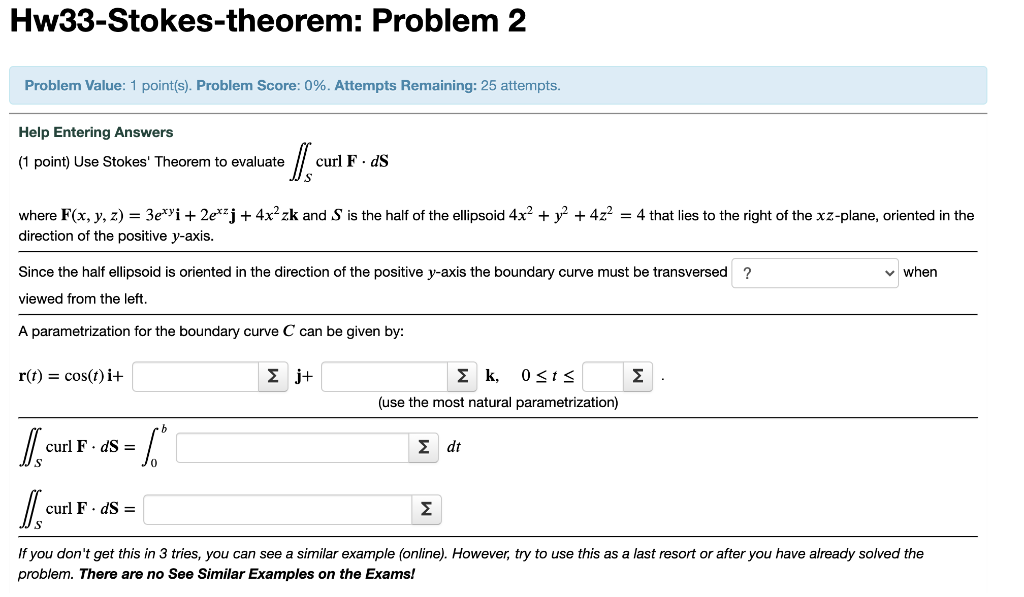 Solved Hw33-Stokes-theorem: Problem 2 Problem Value: 1 | Chegg.com