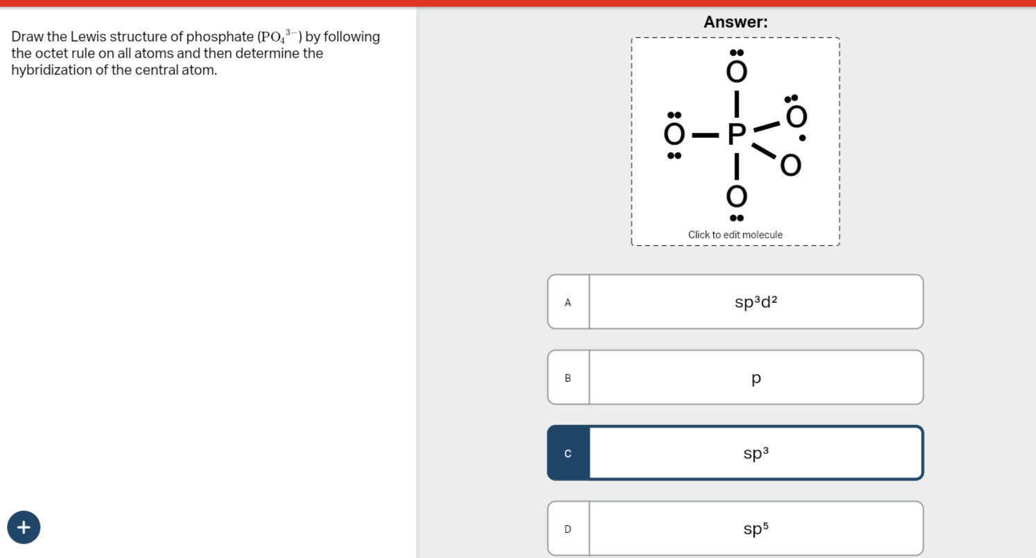 Solved Draw the Lewis structure of ﻿phosphate (PO43-) by | Chegg.com
