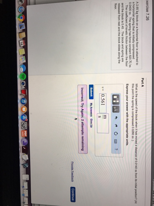 Solved xercise 7.26 Part A A 2.65 kg block on a horizontal | Chegg.com