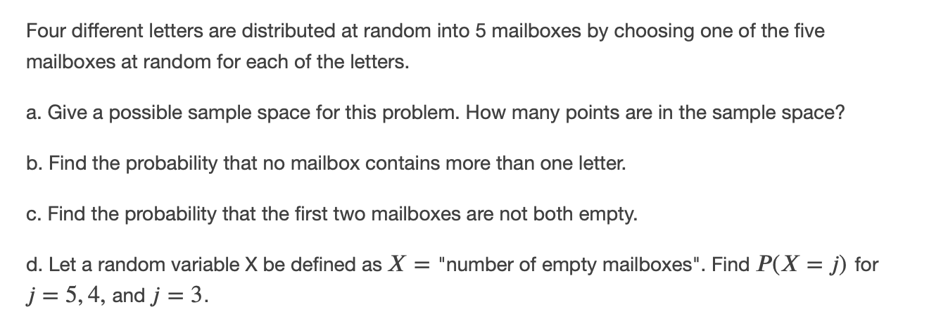 Solved Four different letters are distributed at random into | Chegg.com