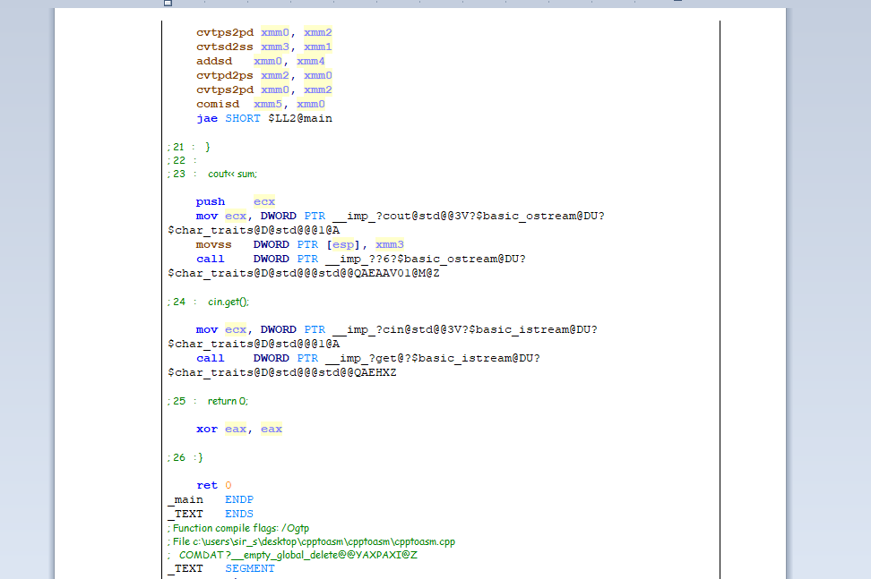 Solved ; Function compile flags: / Ogtp ;16 : float inc | Chegg.com