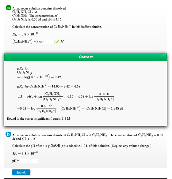 Solved a An aqueous solution contains dissolved CEH, NH, Cl | Chegg.com