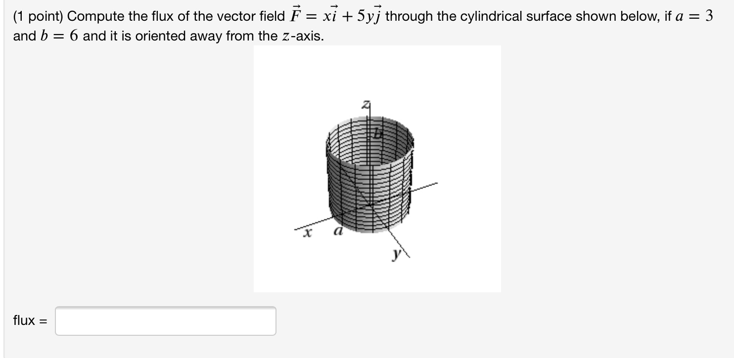 Solved (1 point) Compute the flux of the vector field F = xi | Chegg.com