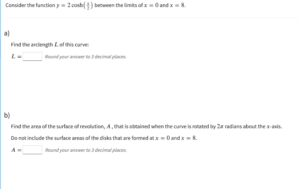 Solved Consider The Function Y 2 Cosh 2 Between The