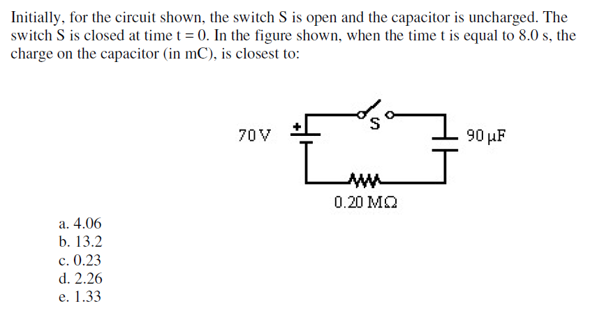 Solved Initially, for the circuit shown, the switch S is | Chegg.com