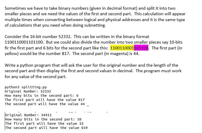 Solved Sometimes we have to take binary numbers (given in | Chegg.com