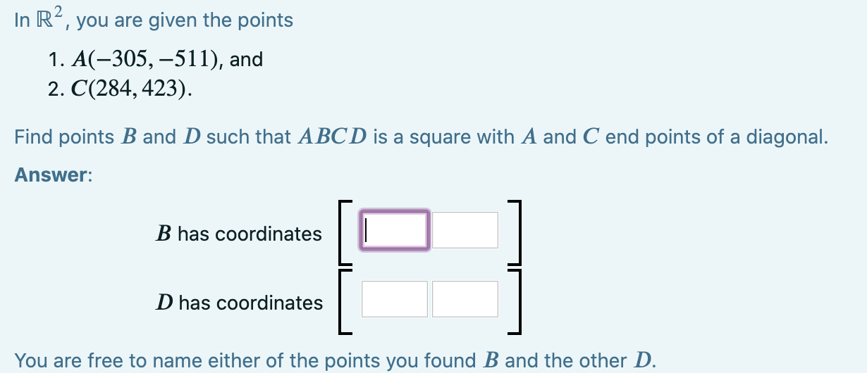 Solved In R2, you are given the points 1. A(-305, -511), and | Chegg.com