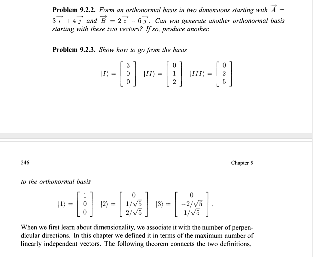 Solved Problem 9.2.2. Form an orthonormal basis in two | Chegg.com