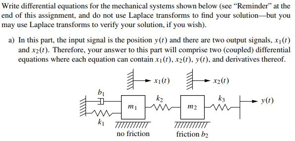 Solved Write differential equations for the mechanical | Chegg.com