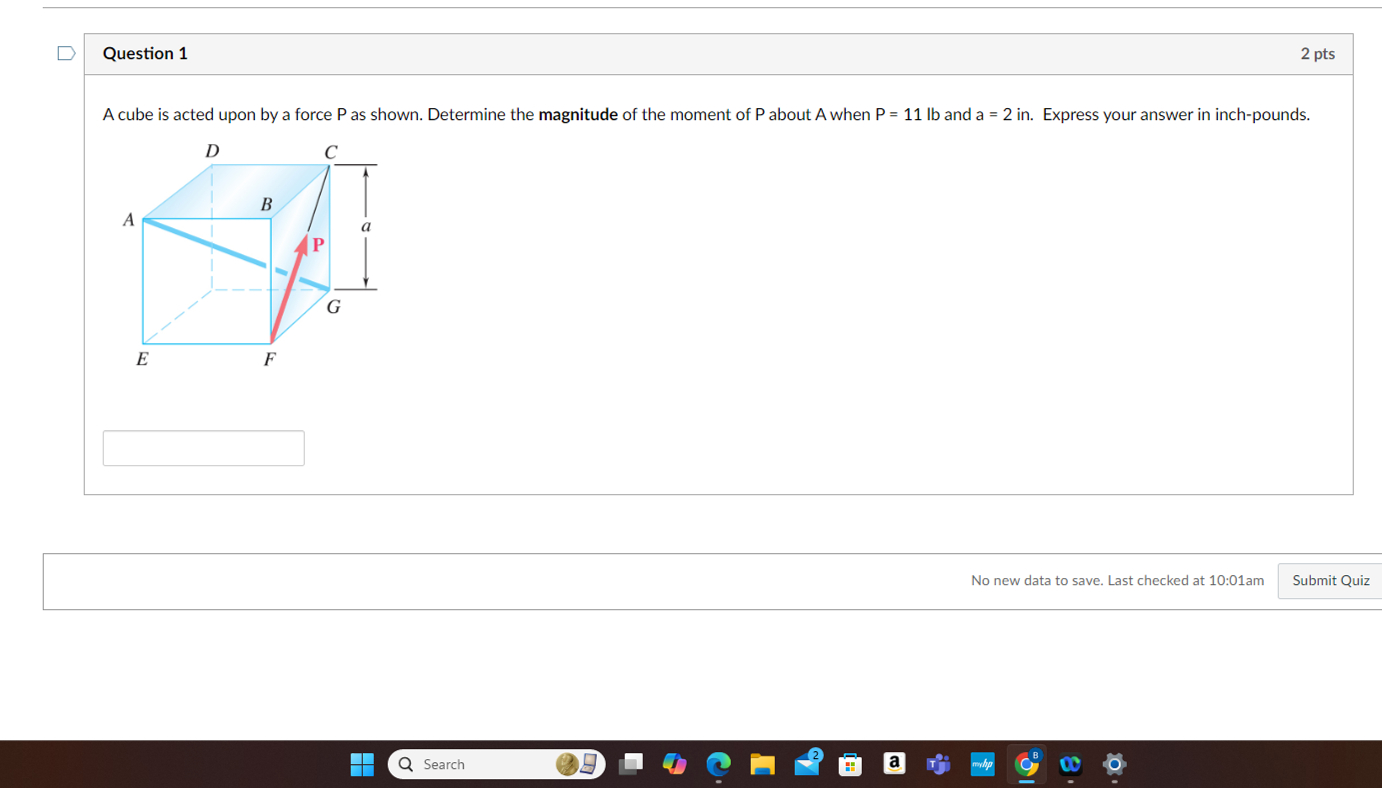 Solved Question 1A cube is acted upon by a force P as shown. | Chegg.com
