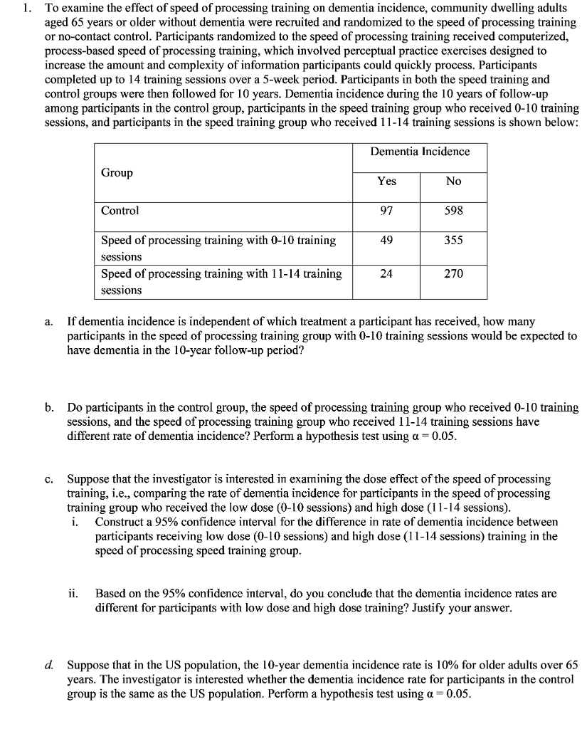 Solved 1. To examine the effect of speed of processing | Chegg.com