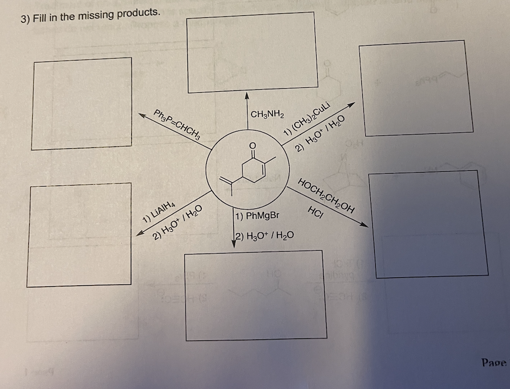 Solved 3) Fill in the missing products. Ph3P=CHCH3 CH3NH2 1) | Chegg.com
