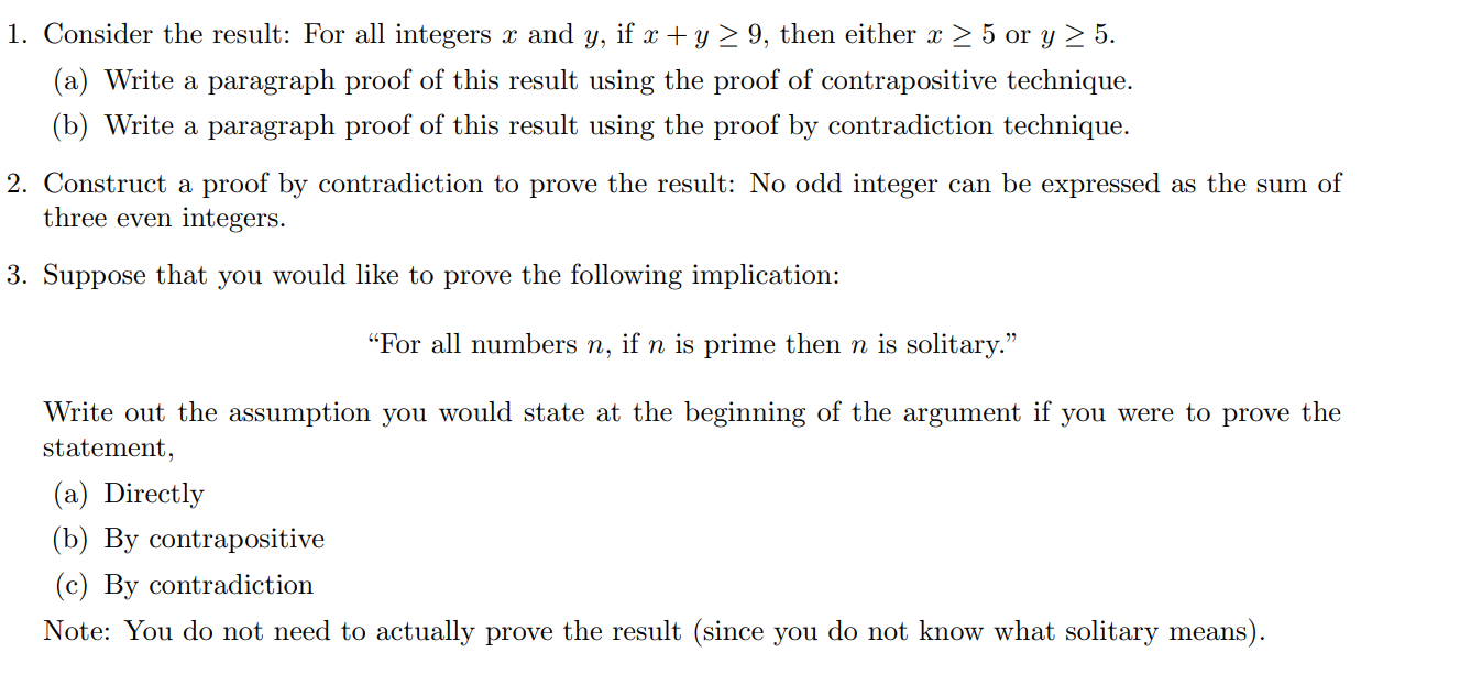 Solved 1. Consider the result: For all integers x and y, if | Chegg.com