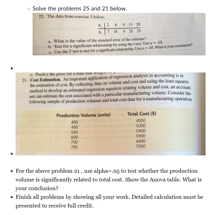 Solved Solve the problems 25 and 21 below. 25. The data from | Chegg.com