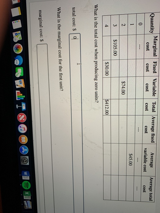 Solved Marginal Fixed Variable Total Average fixed Average | Chegg.com