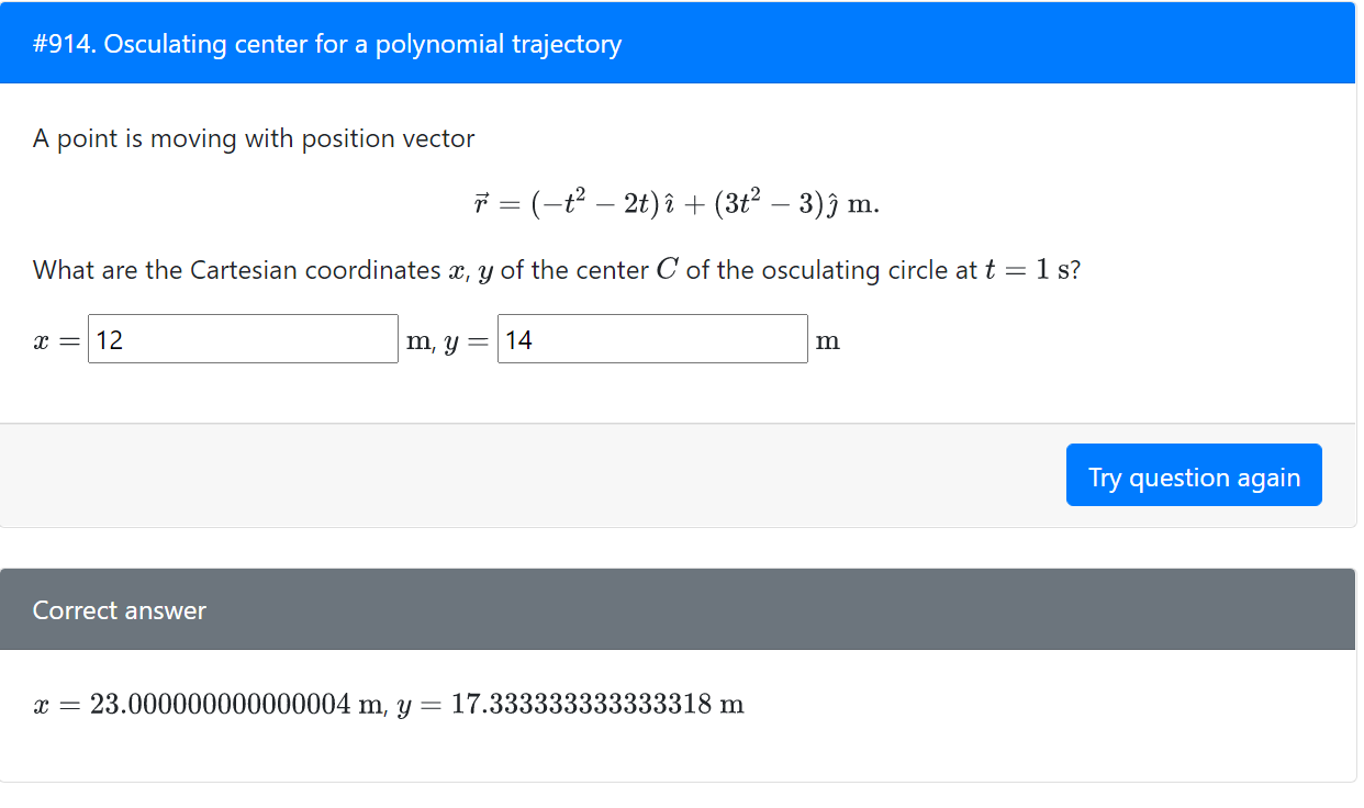 Solved #914. Osculating center for a polynomial trajectory A | Chegg.com