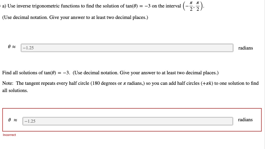 Solved a) ﻿Use inverse trigonometric functions to find the | Chegg.com