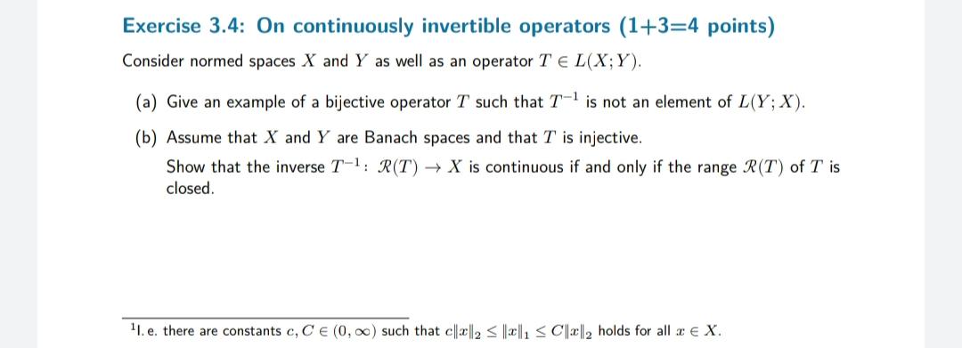 Solved Exercise 3.4: On continuously invertible operators | Chegg.com