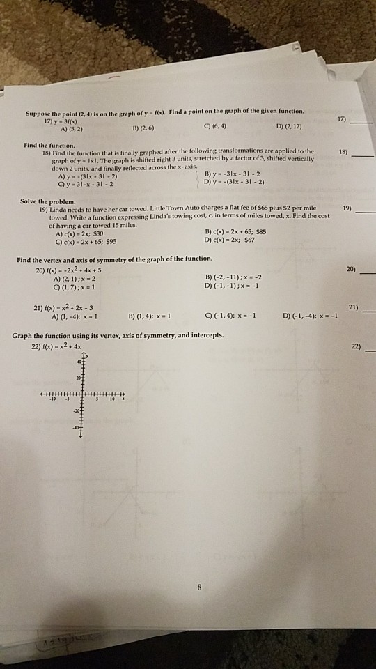 Solved Determine, without graphing whether the given | Chegg.com