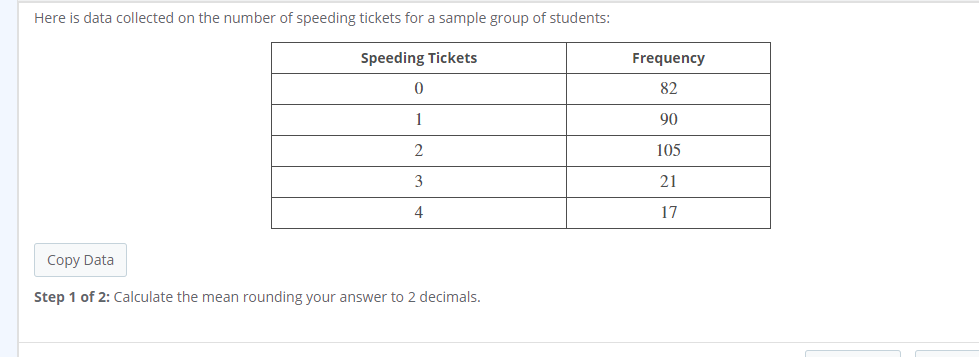 Solved Here is data collected on the number of speeding | Chegg.com