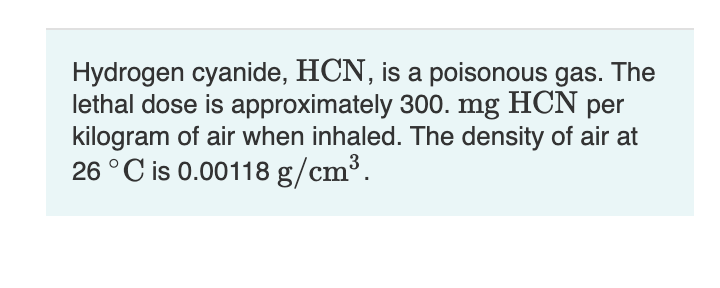Solved Part A Calculate the amount of HCN that gives the | Chegg.com