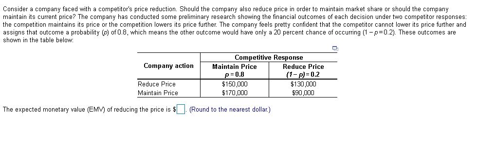 Solved Consider a company faced with a competitor's price | Chegg.com