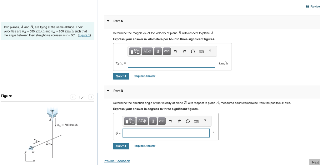 Solved Two planes, A and B, are flying at the same altitude. | Chegg.com