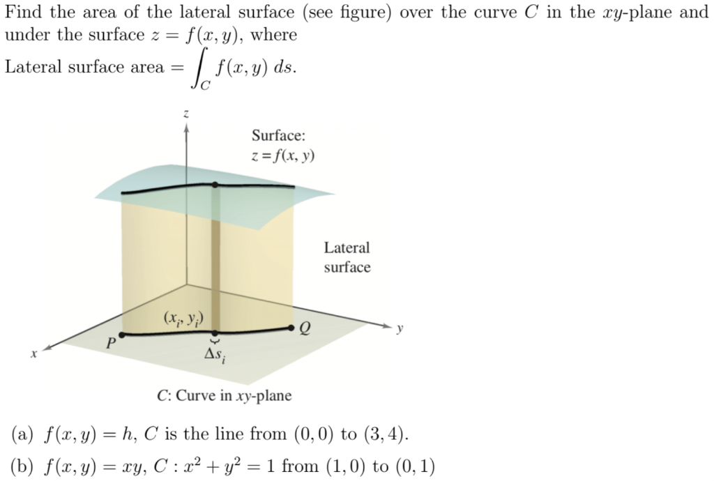 Solved Find the area of the lateral surface (see figure) | Chegg.com