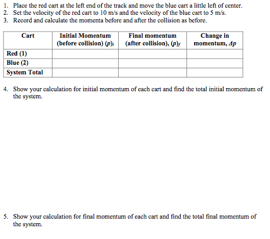 Solved reset Collision Carts start Initial Velocity Initial | Chegg.com