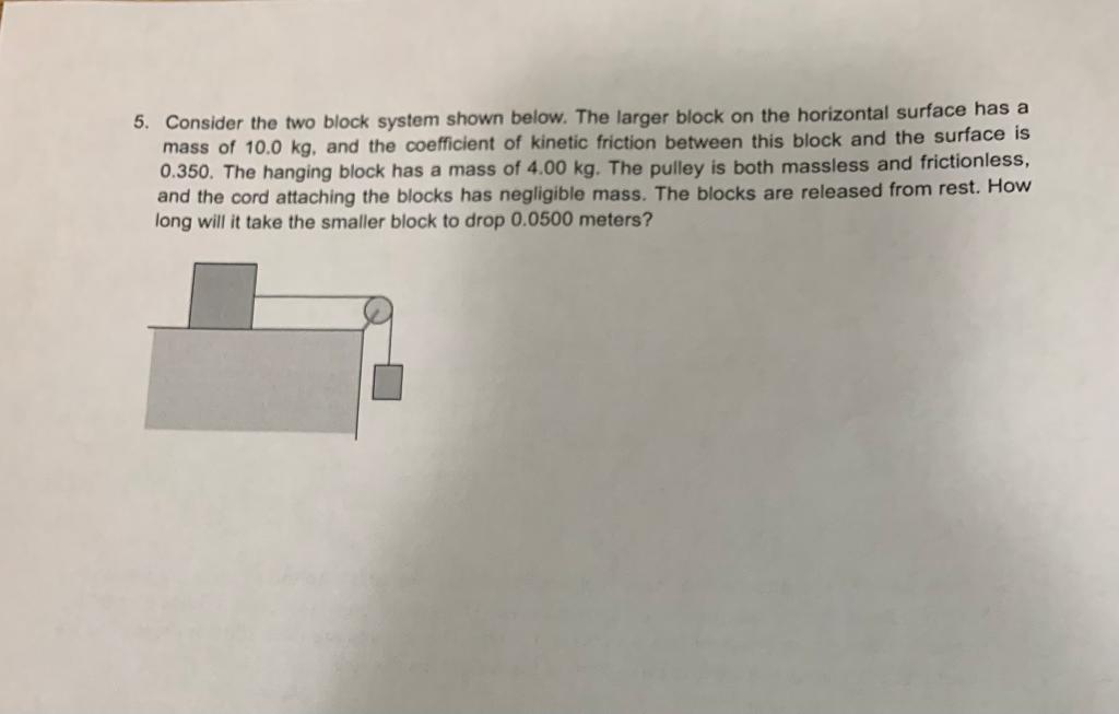 Solved 5. Consider the two block system shown below. The | Chegg.com