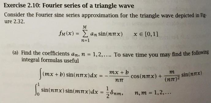 Exercise 2.10: Fourier series of a triangle wave | Chegg.com