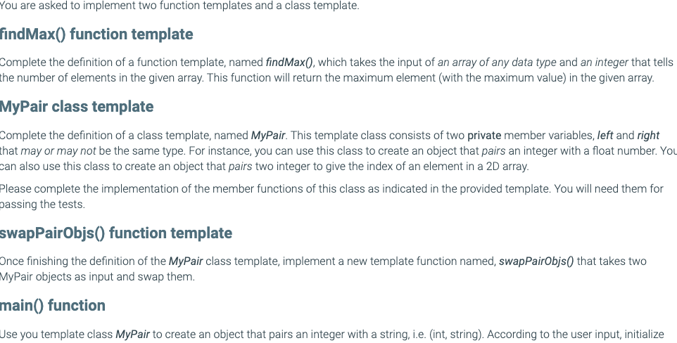 You are asked to implement two function templates and | Chegg.com