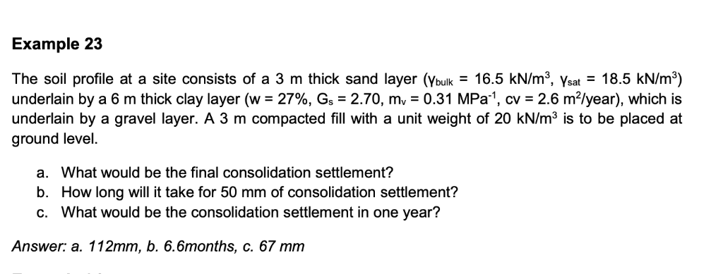 Solved Example 2:3 The soil profile at a site consists of a | Chegg.com