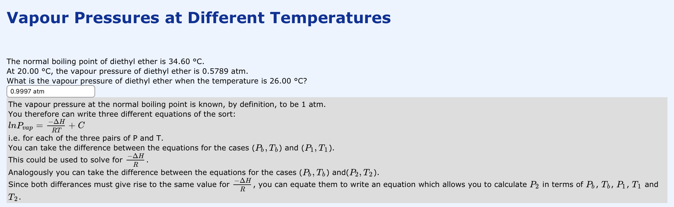 Solved Vapour Pressures at Different Temperatures The normal | Chegg.com