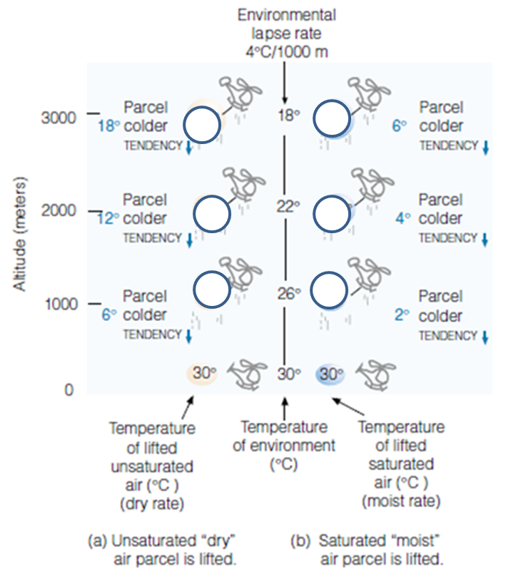 Solved The dry adiabatic rate is 10°C for every 1000 meters | Chegg.com