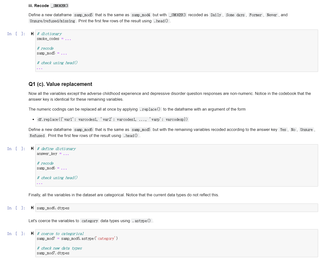 Solved a.Use selected_vars and slice samp to obtain the | Chegg.com