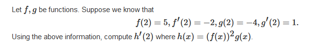 Solved Let f, gbe functions. Suppose we know that f(2) = 5, | Chegg.com