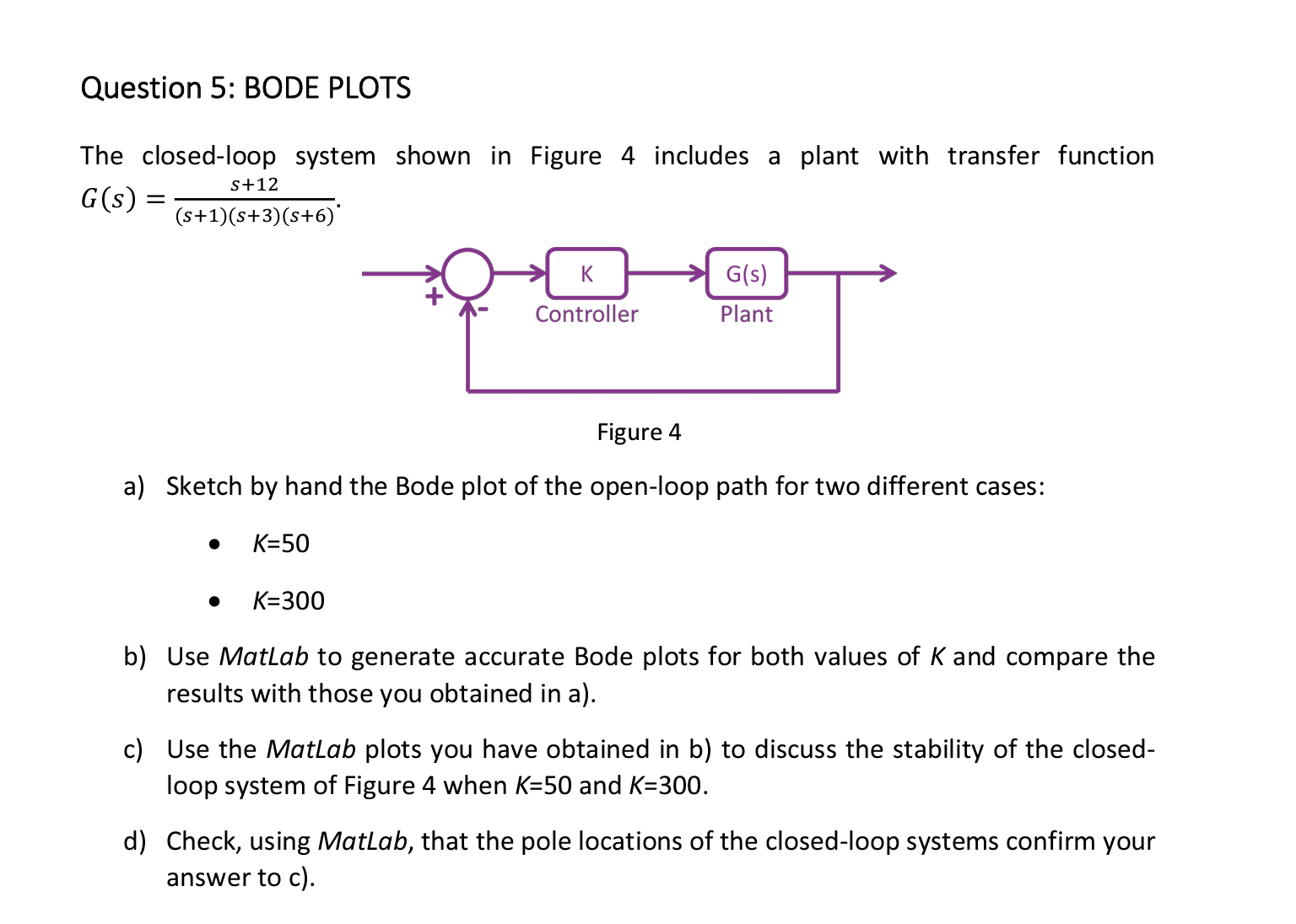 Solved Question 5: BODE PLOTSThe closed-loop system shown in | Chegg.com