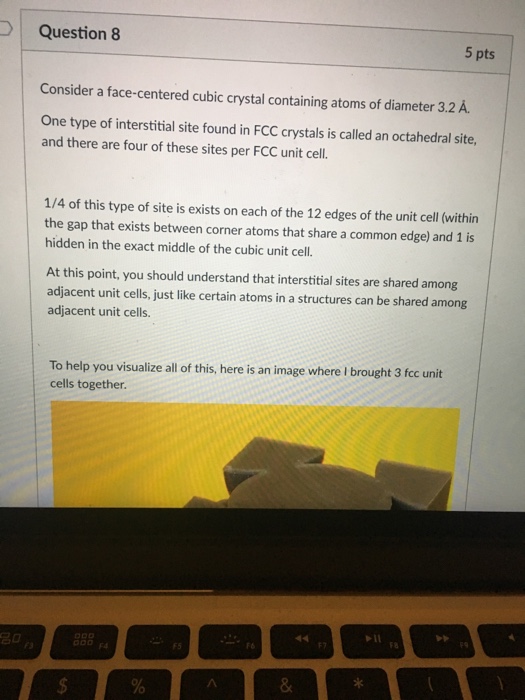 Solved Question 8 5 pts Consider a face-centered cubic | Chegg.com