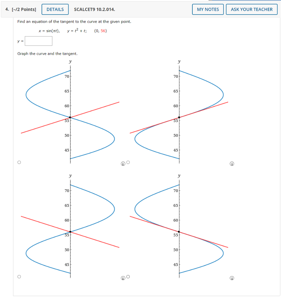 Solved Find an equation of the tangent to the curve at the | Chegg.com